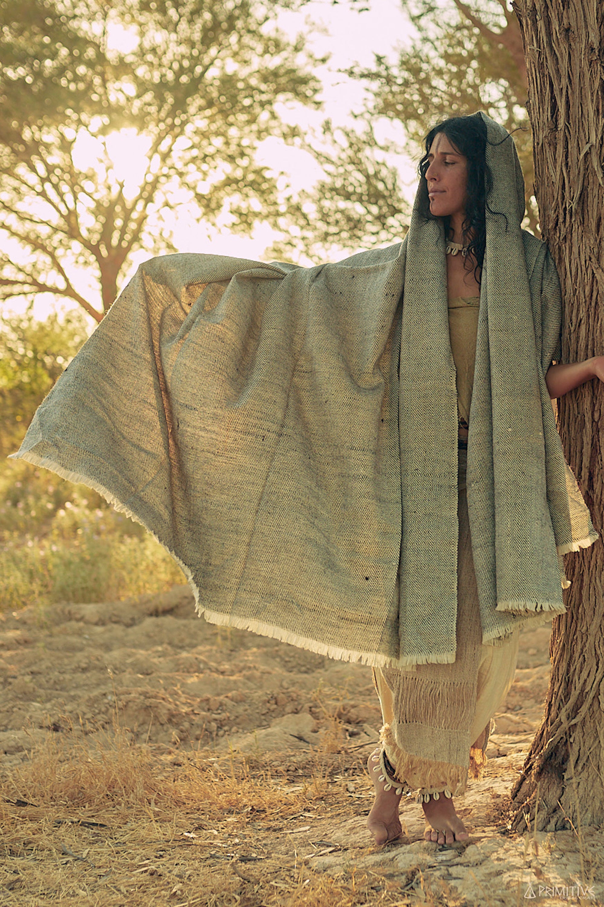 Large Khadi Wool Shawl >> Handwoven Blanket – Primitive Tribal Craft