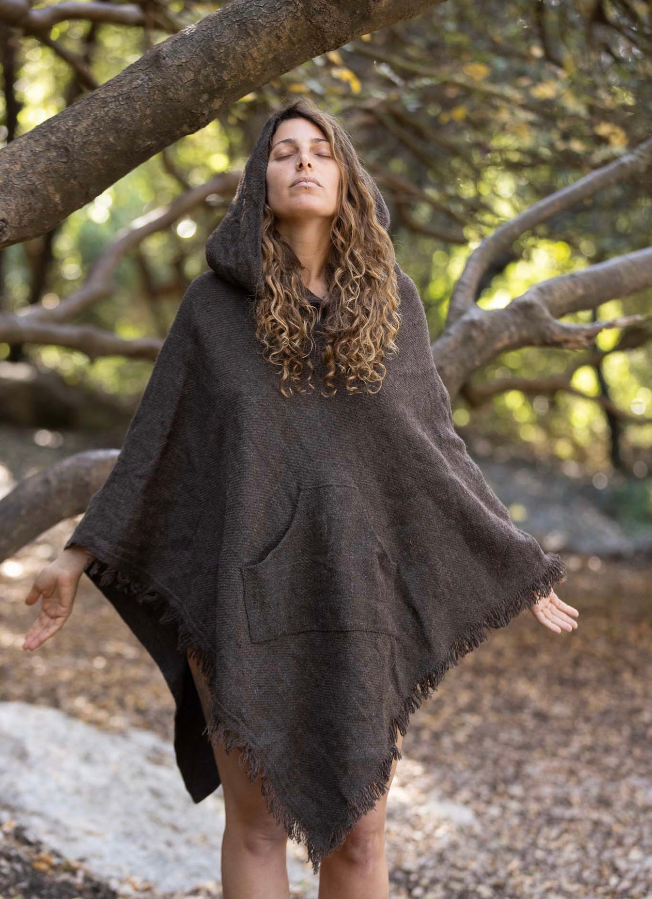 Wool Poncho with Hoodie ⋙ Unisex – Primitive Tribal Craft