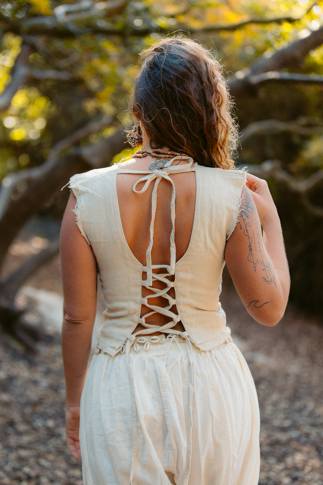 Sari Style Open Back Top | Handwoven Natural Raw Silk – Primitive ...
