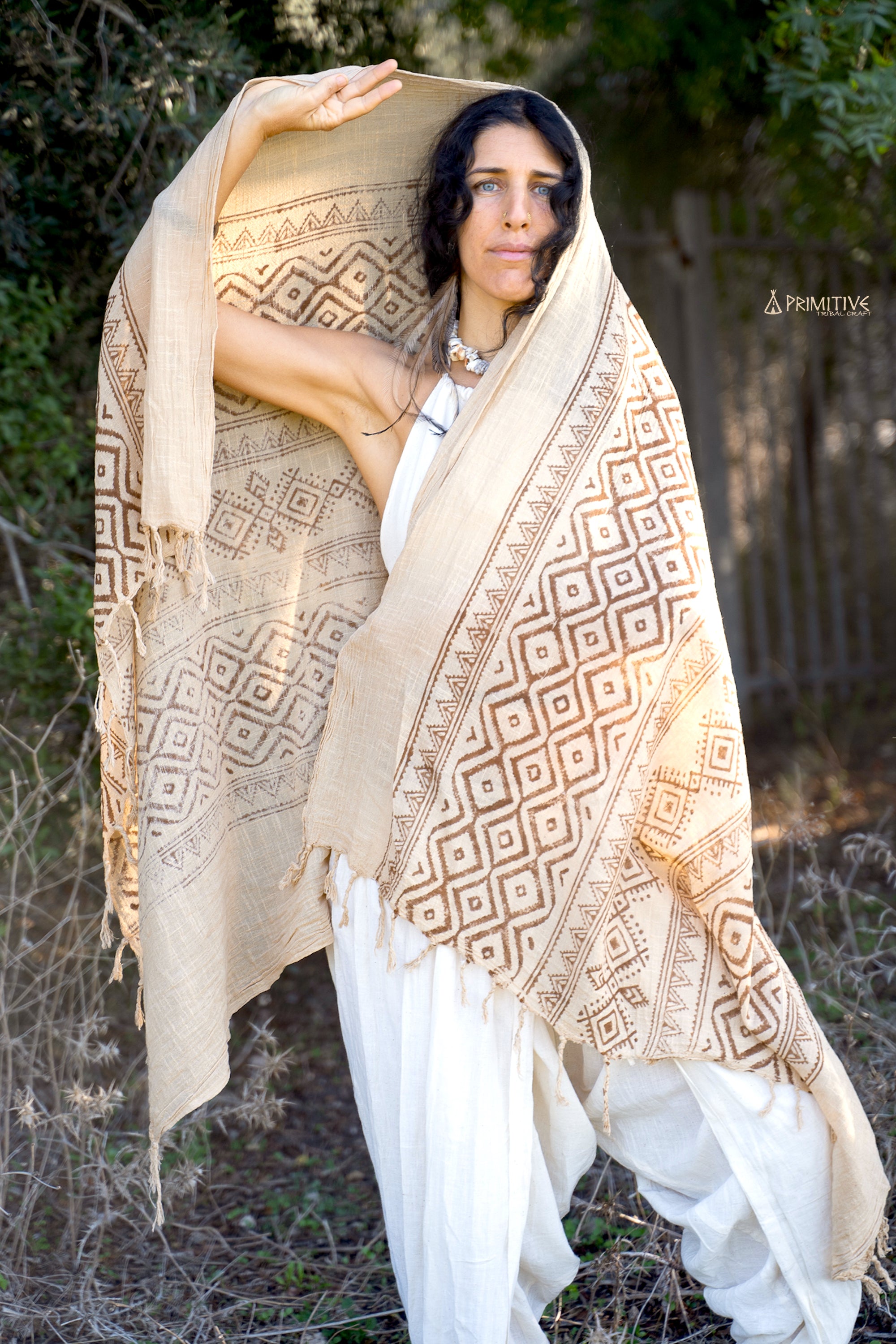 Tribal Block Printed Cotton Shawl – Primitive Tribal Craft