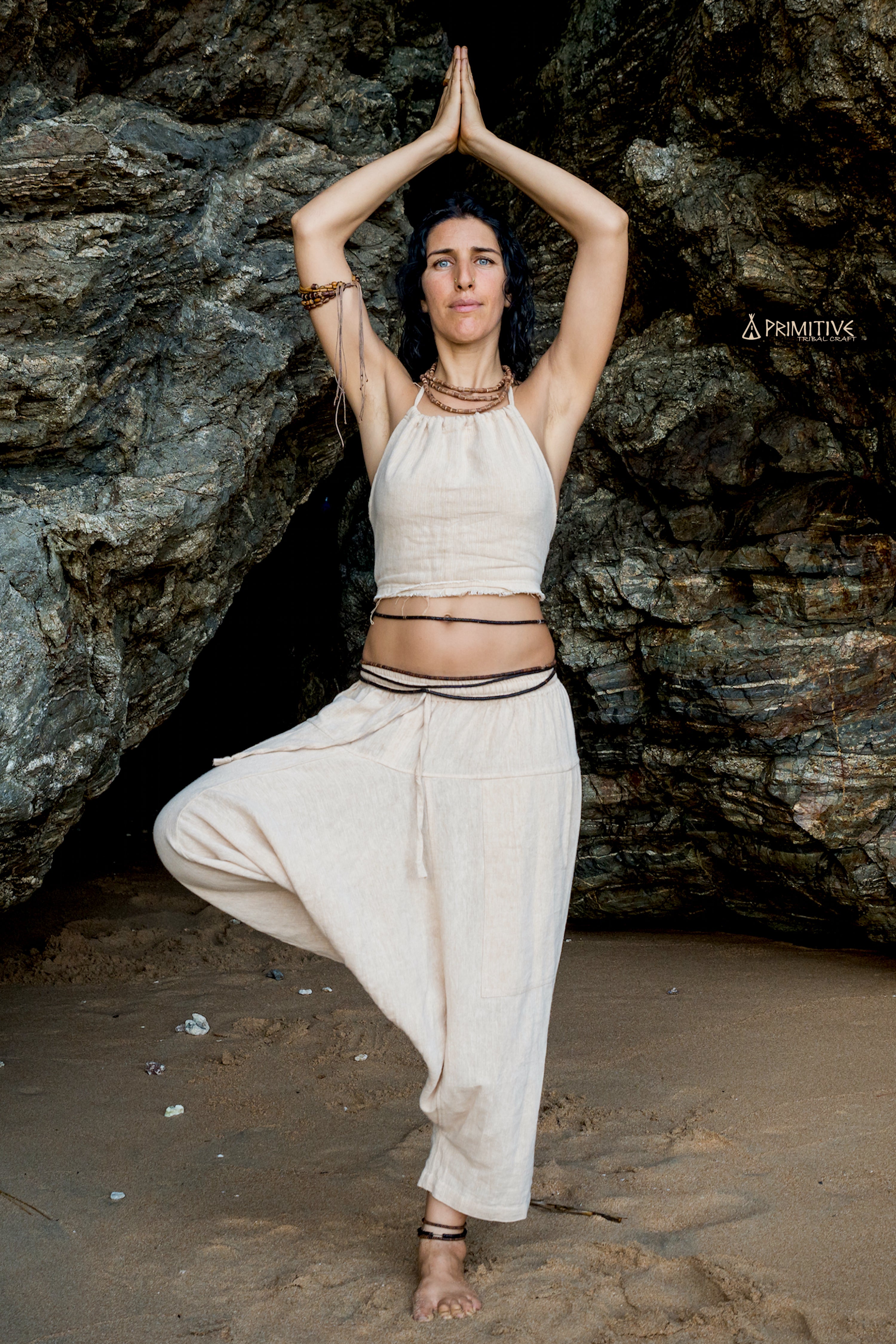 Wild Spirit Outfit ⋙⋘ Cotton Tie Top + 3/4 Harem Pants ⋙ Natural Cotto ...