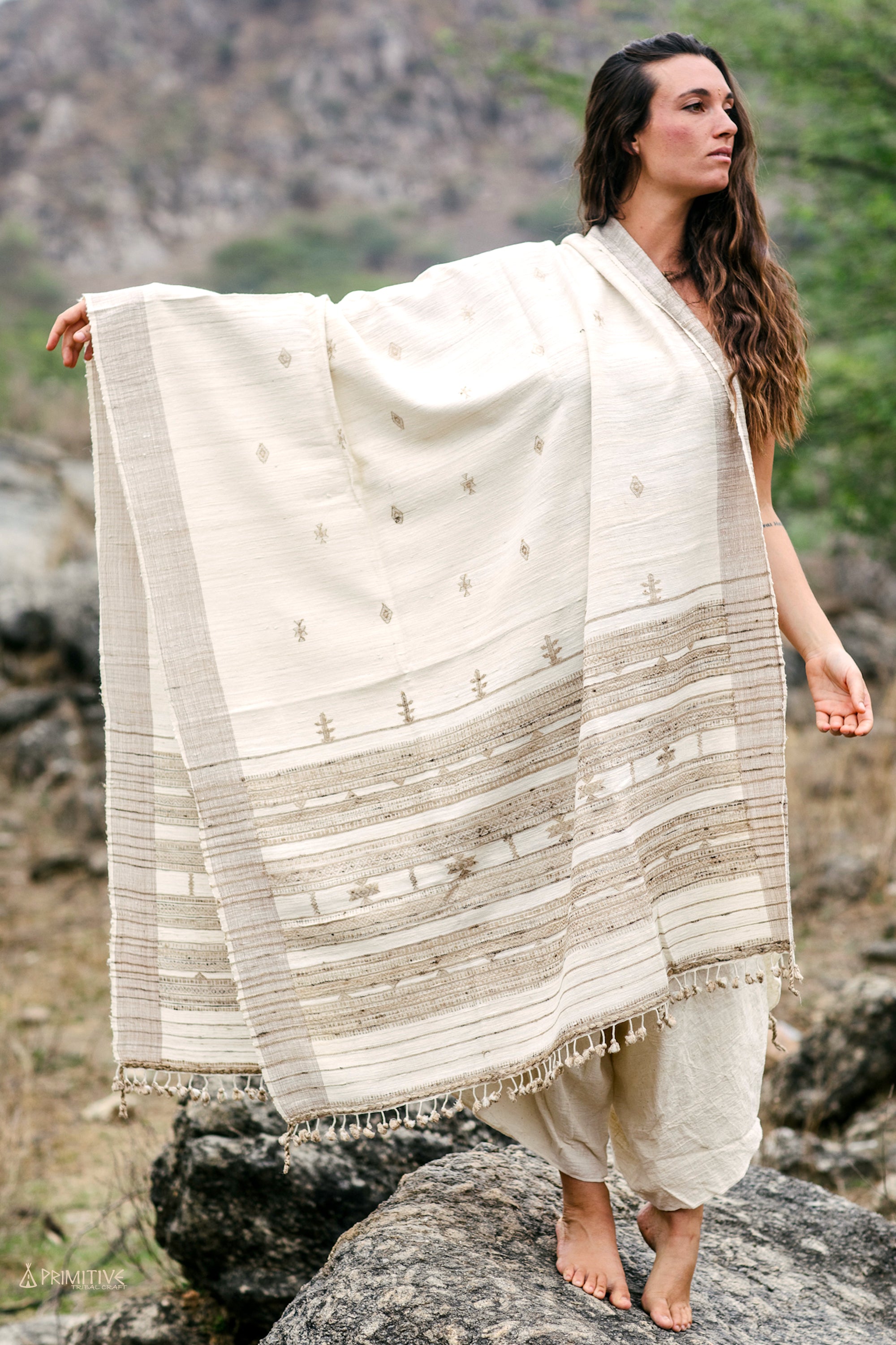 Gujarati Tribal Shawl ⋙ Handwoven Wool & Silk Shawl – Primitive Tribal ...