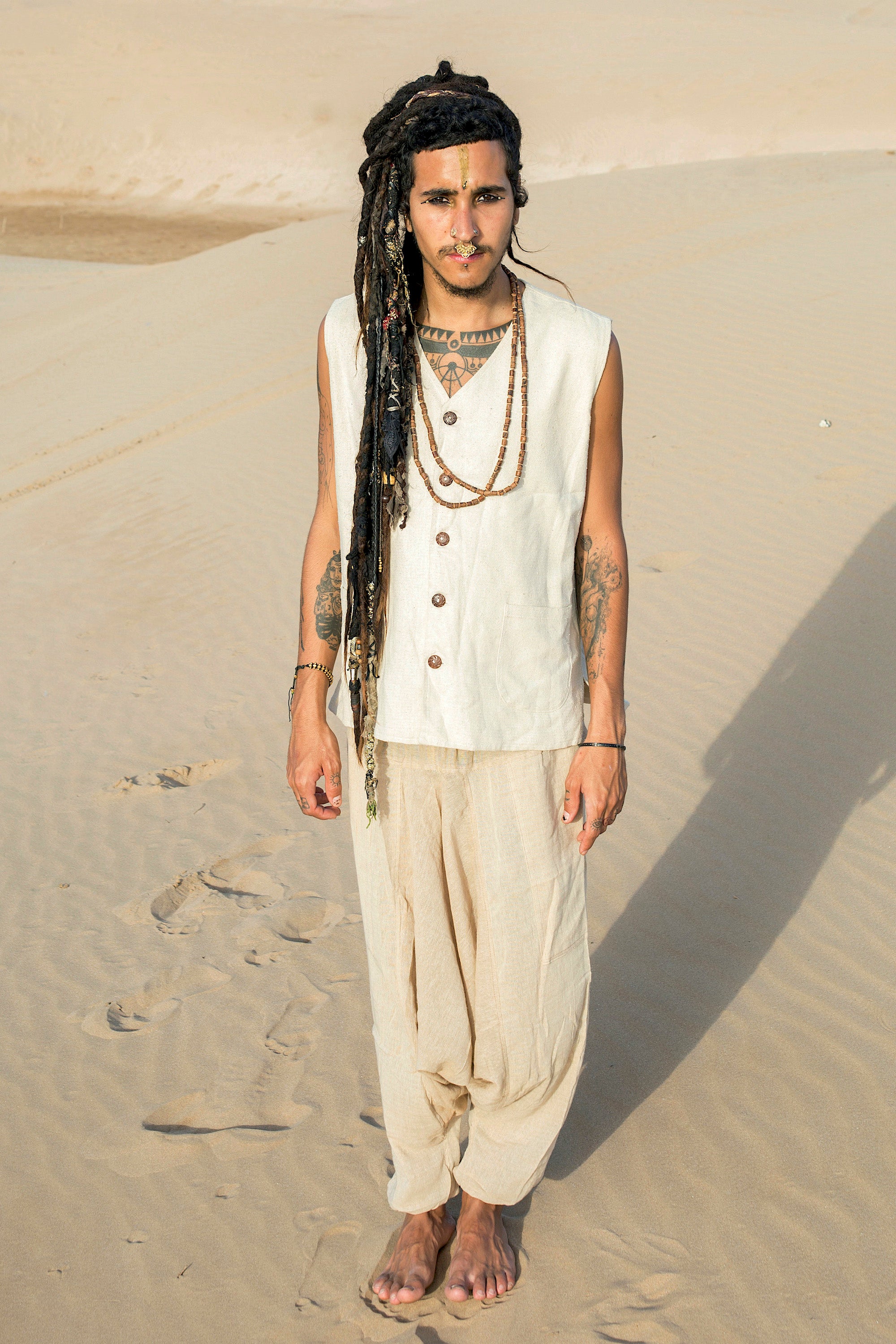 Classic Earthy Linen Vest ⋙⋗ – Primitive Tribal Craft