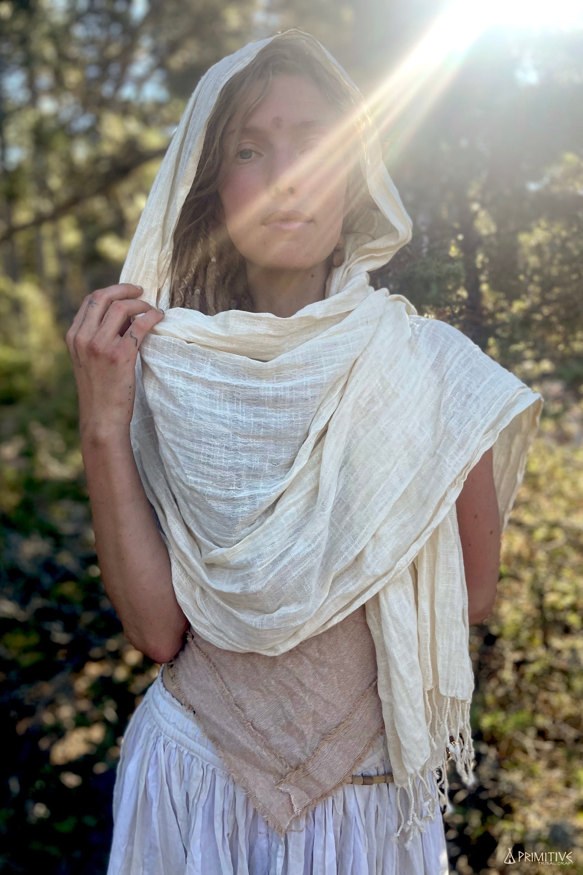 Natural Cotton Scarf ⋙⋘ – Primitive Tribal Craft